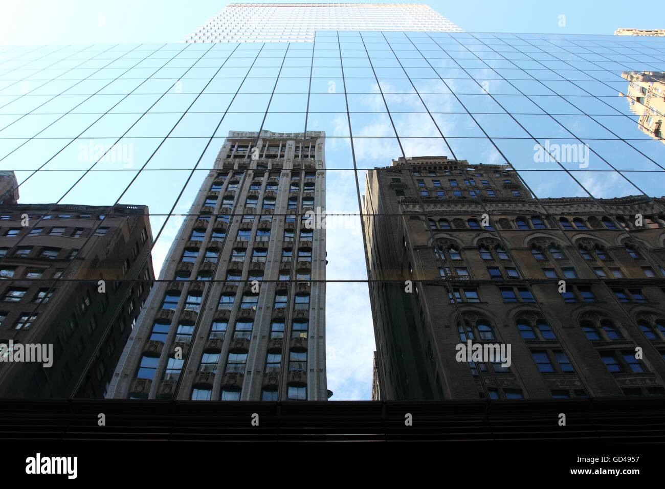 new york building reflected in windows Stock Photo - Alamy
