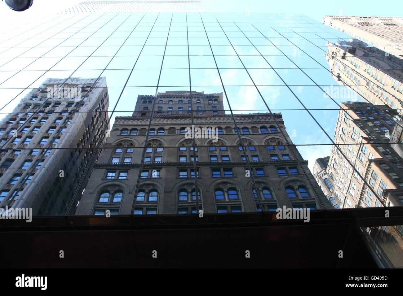 new york building reflected in windows Stock Photo - Alamy