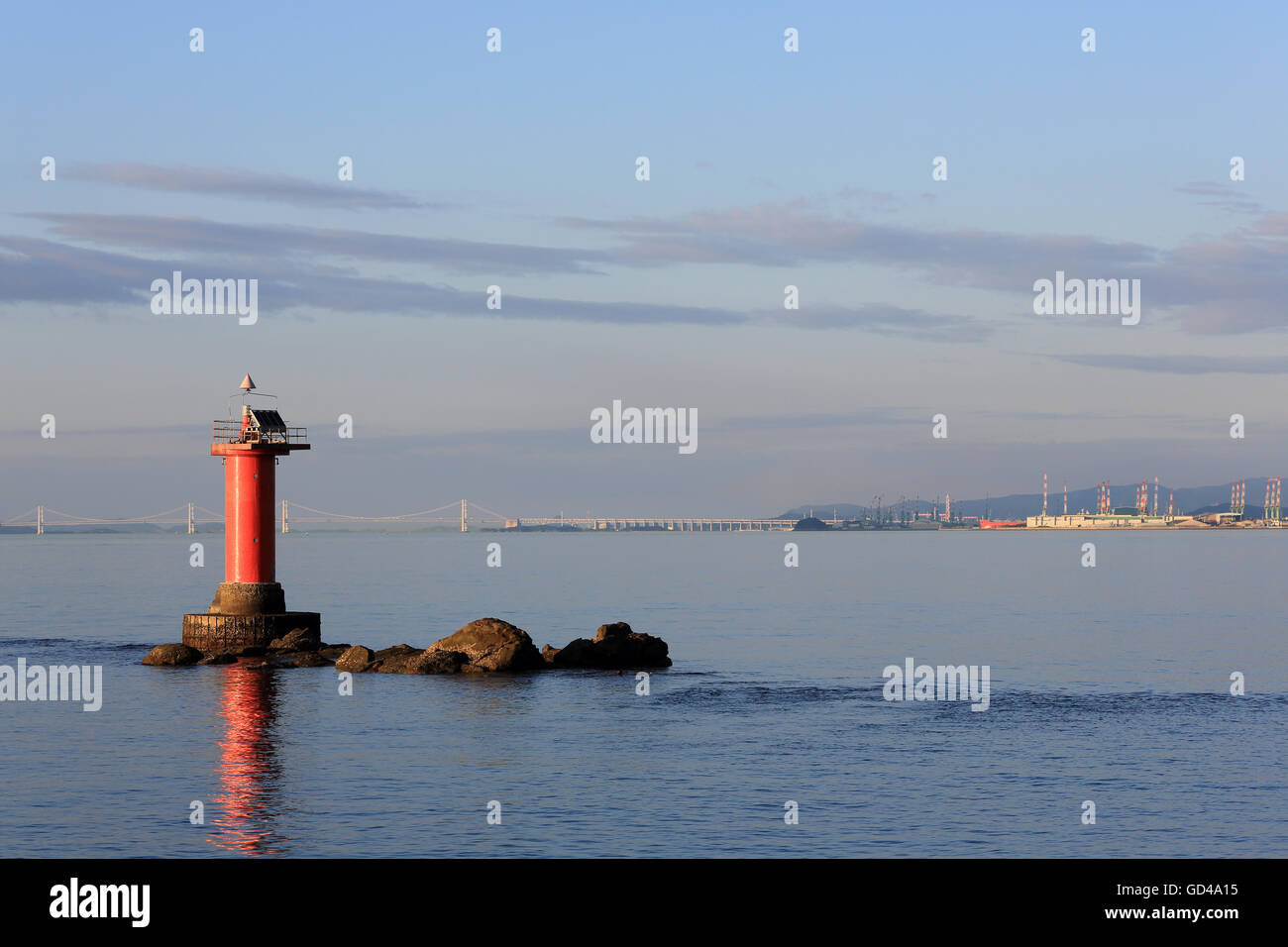 lighthouse in the sea, calm sea Stock Photo - Alamy