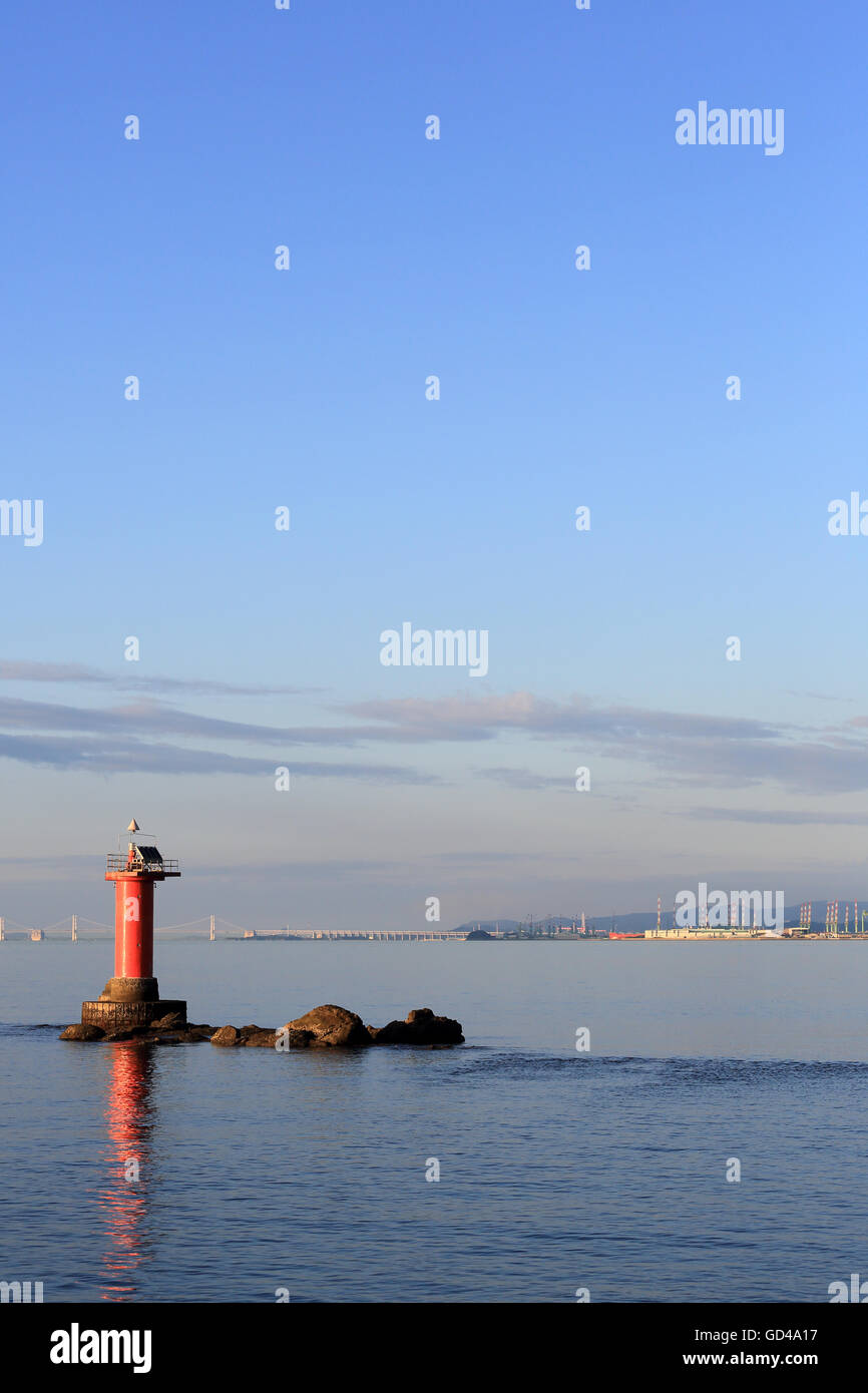 lighthouse in the sea, calm sea Stock Photo - Alamy