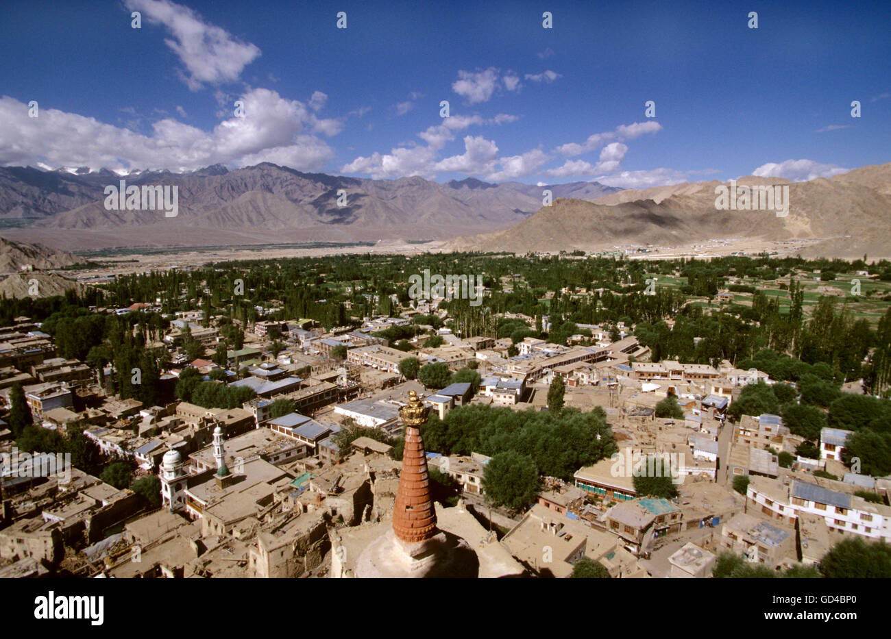 Aerial view of the Leh city Stock Photo - Alamy