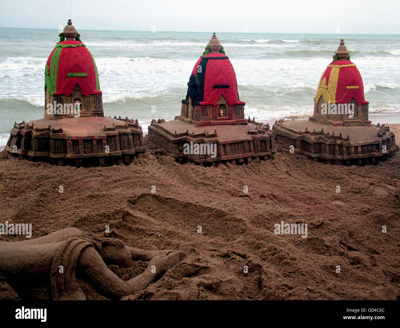 Sand sculpture indian artist sudarshan hi-res stock photography and ...