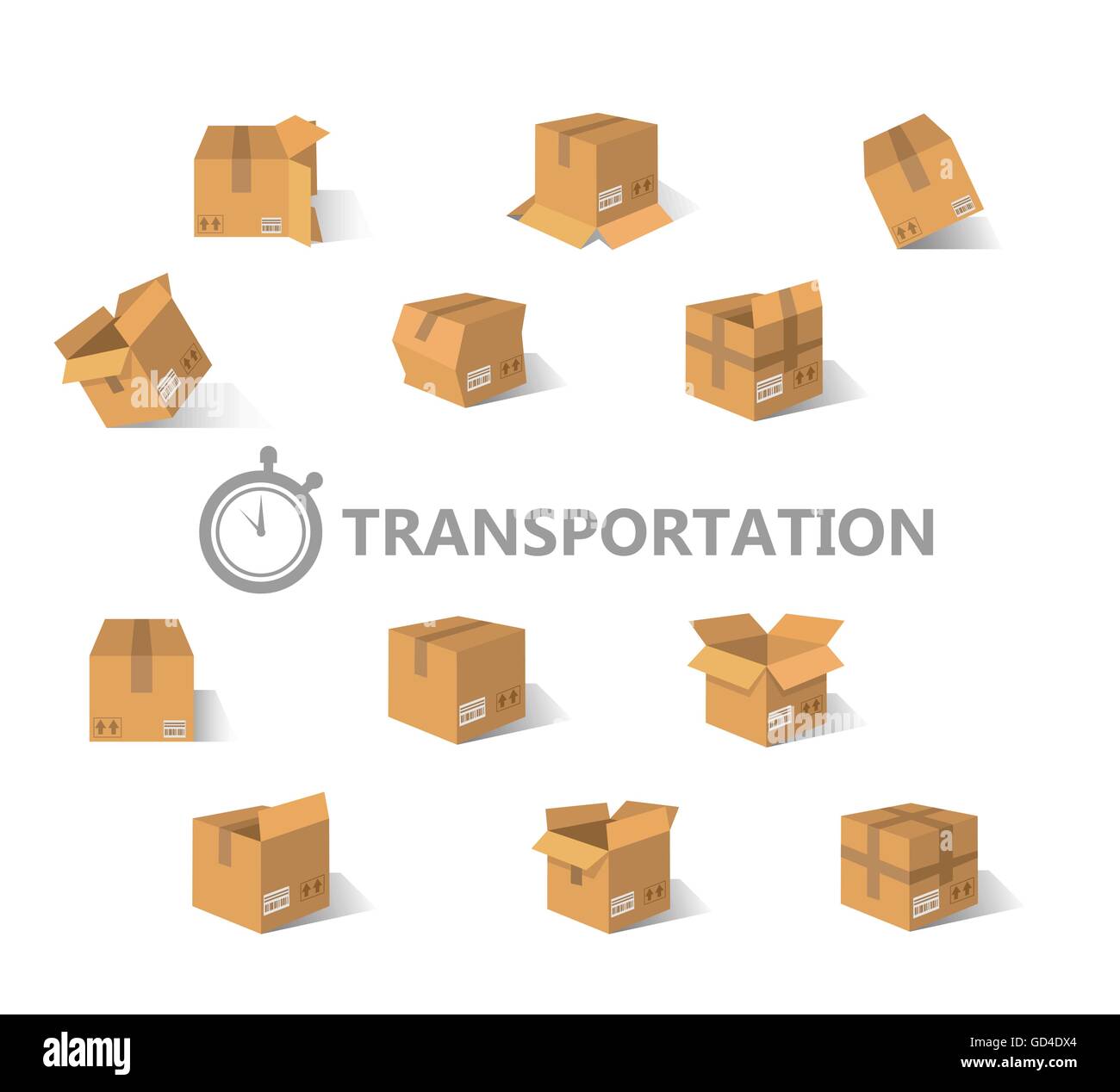 Vector illustration. Flat carton box. Transport , packaging. Post ...
