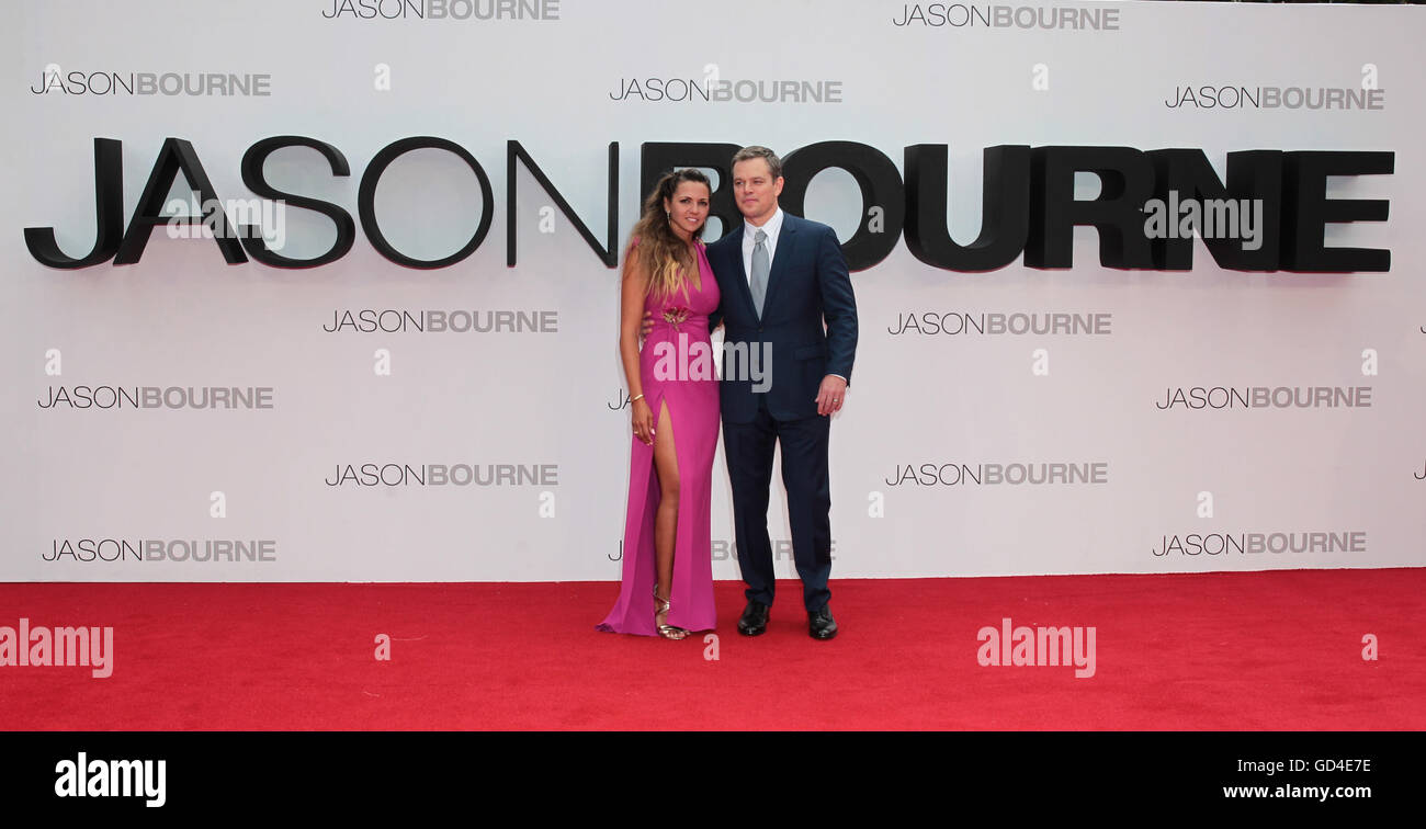 Luciana Barroso and Matt Damon attends the Jason Bourne film premiere ...