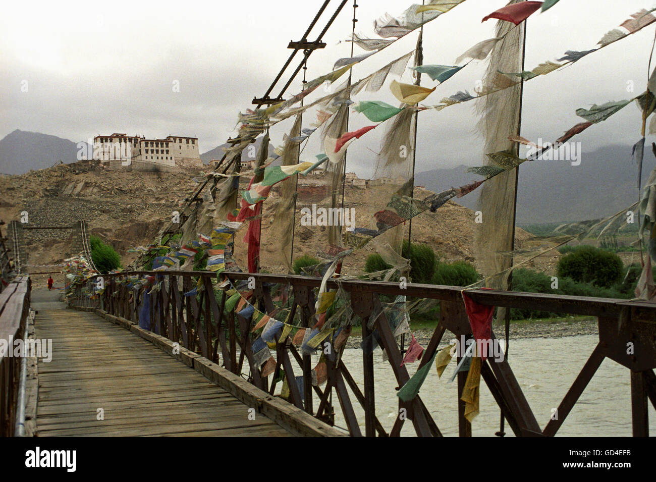 Bridge and Buddhist monastery Stock Photo - Alamy