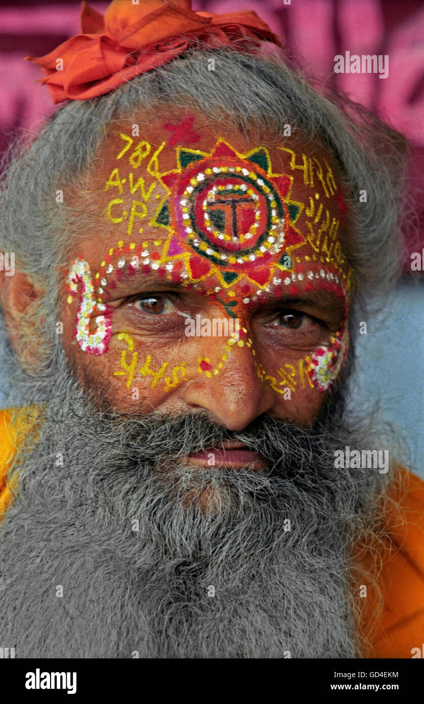 Face decorated monk Stock Photo - Alamy