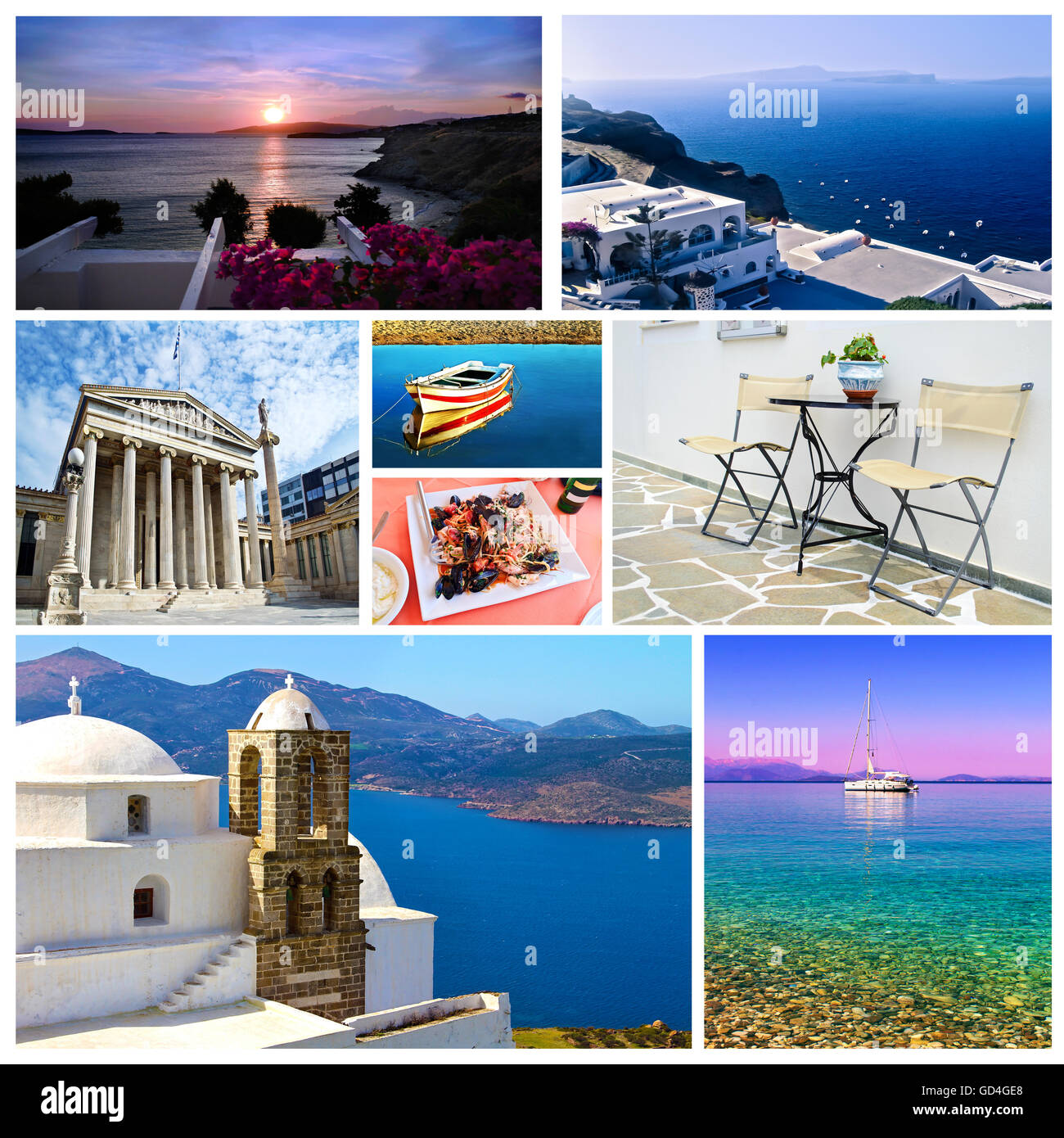 collage Greece - greek summer photos collection Stock Photo - Alamy