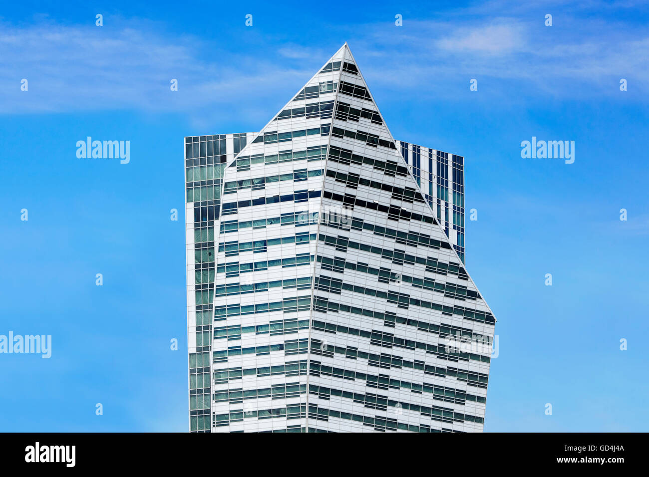 Top of high-rise business office building on blue sky Stock Photo - Alamy