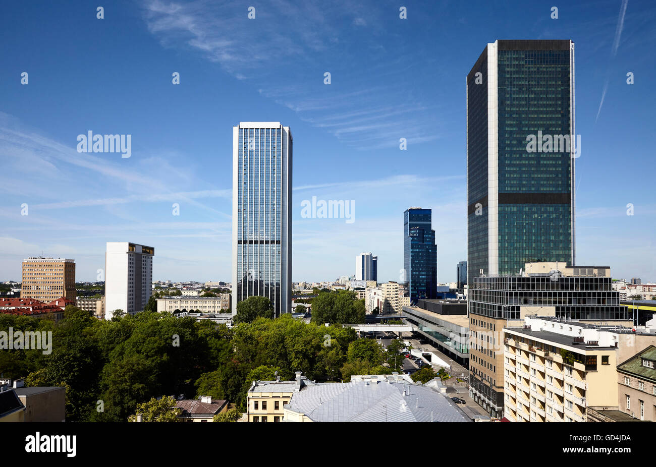 Old style skyscrapers at Warsaw city center. Poland, Eastern Europe ...