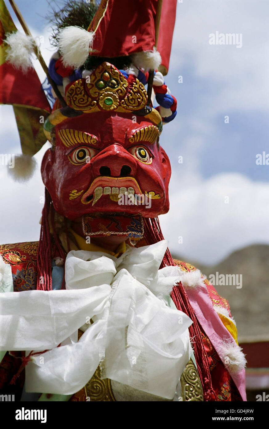 Monk with a mask dancing Stock Photo - Alamy