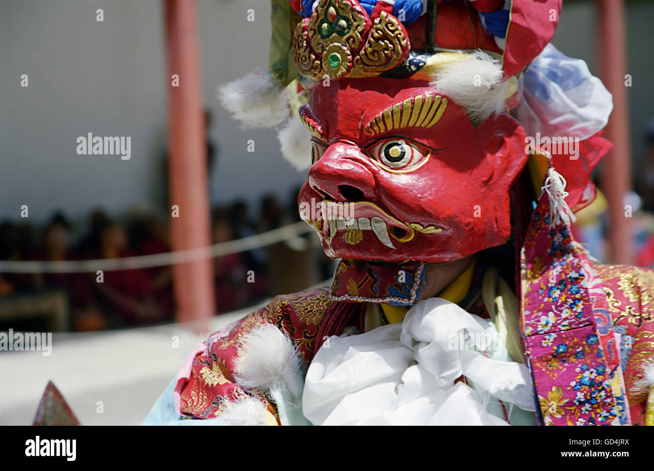Monk dancing with a mask Stock Photo - Alamy