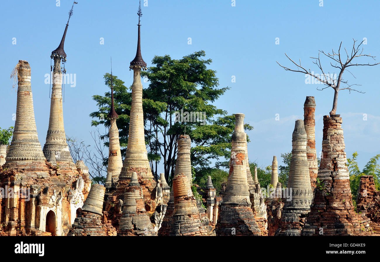 Shwe Inn Dein temple complex, Inle Lake, Myanmar. Photo taken whilst on ...