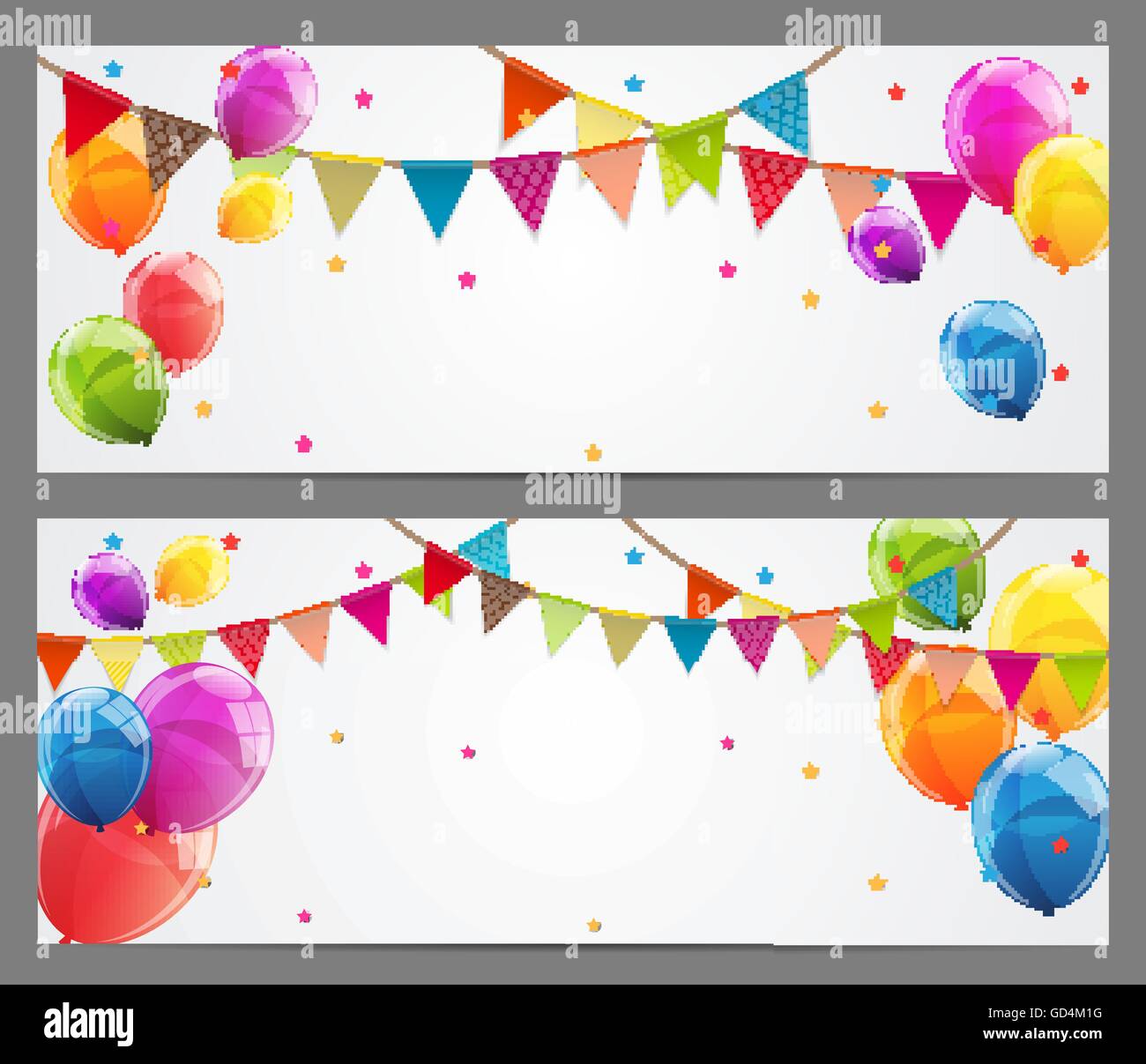 Party Background Baner with Flags and Balloons Vector Illustrati Stock ...