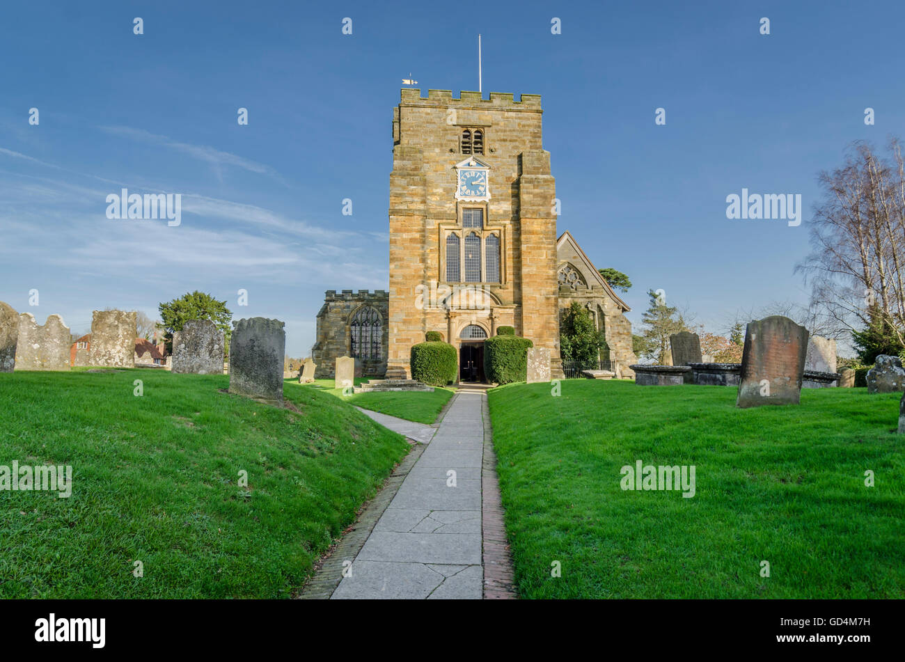 St Mary's church in the pretty village of Goudhurst, Kent, UK Stock ...