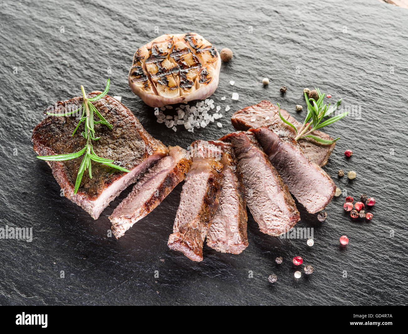 Rib eye steak on wooden hi-res stock photography and images - Alamy
