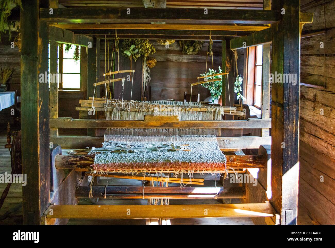 handicraft, weaving, loom, ethnographic open-air museum, Riga, Latvia ...
