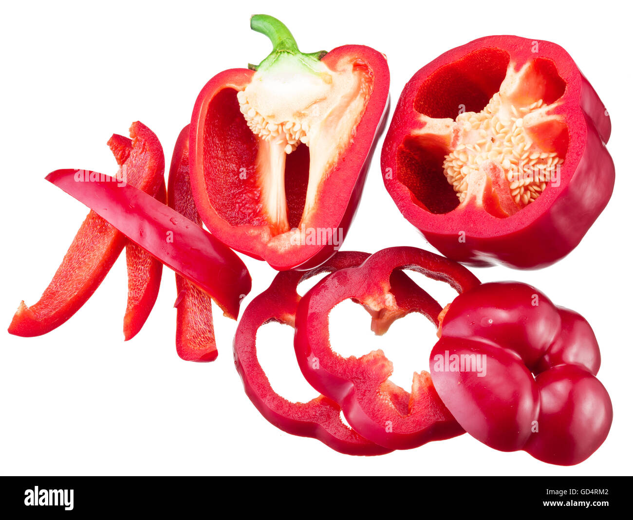 Paprika slices isolated on white background Stock Photo - Alamy