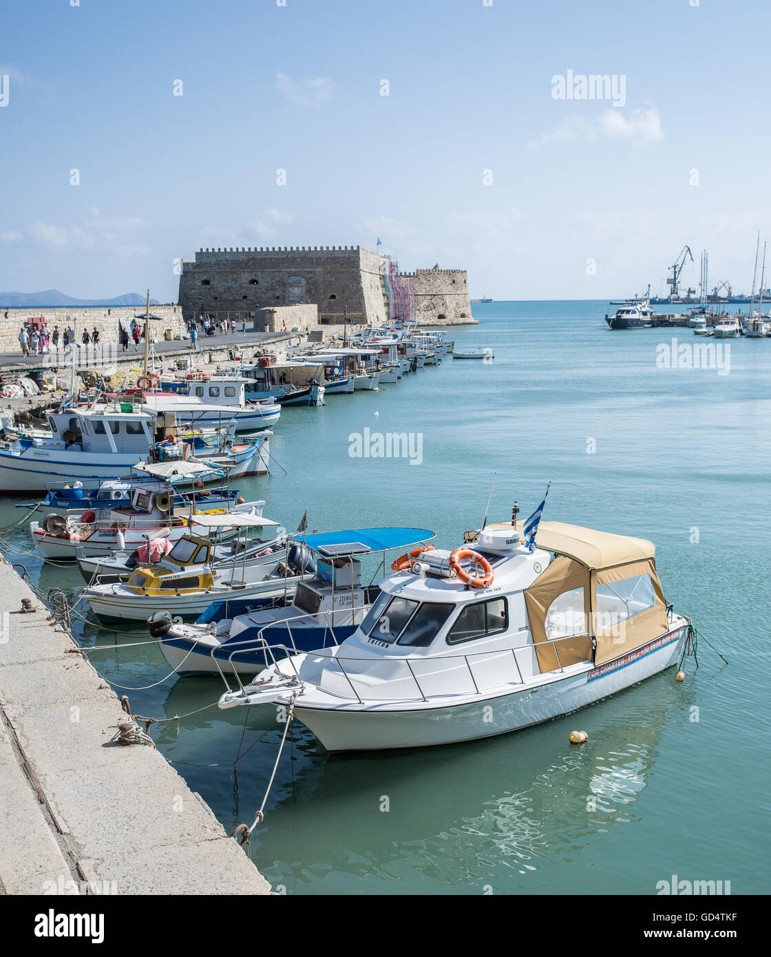 Boat dock of Heraklion port. Crete Stock Photo - Alamy