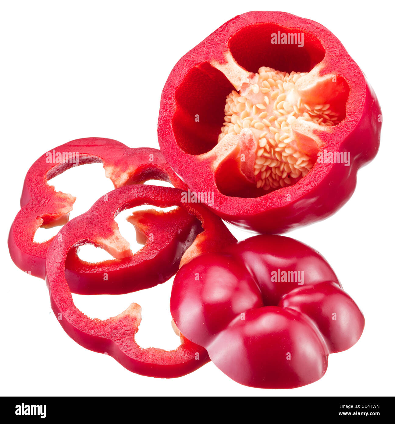 Paprika slices isolated on white background Stock Photo - Alamy