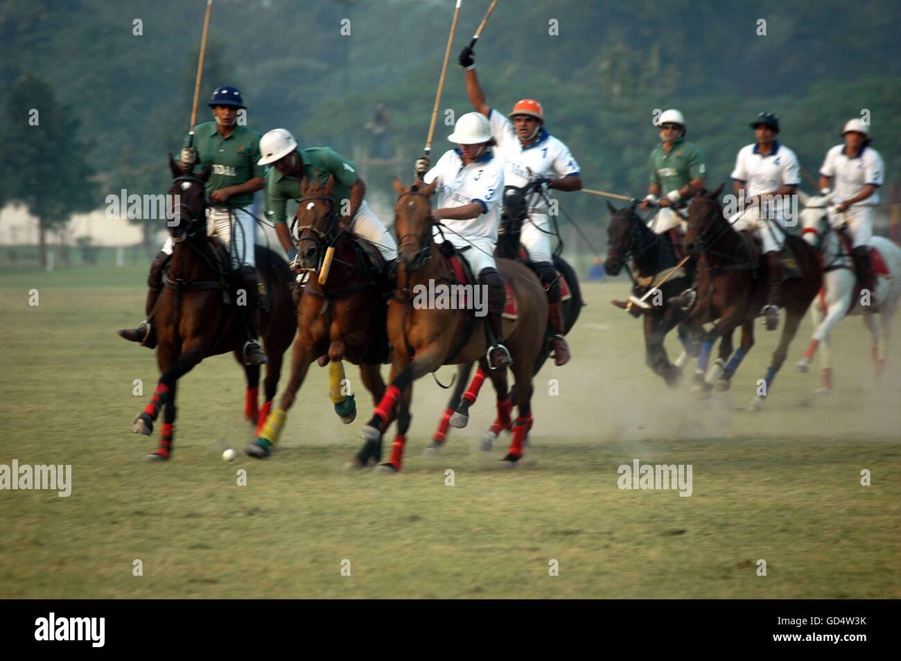 Polo players in action Stock Photo - Alamy