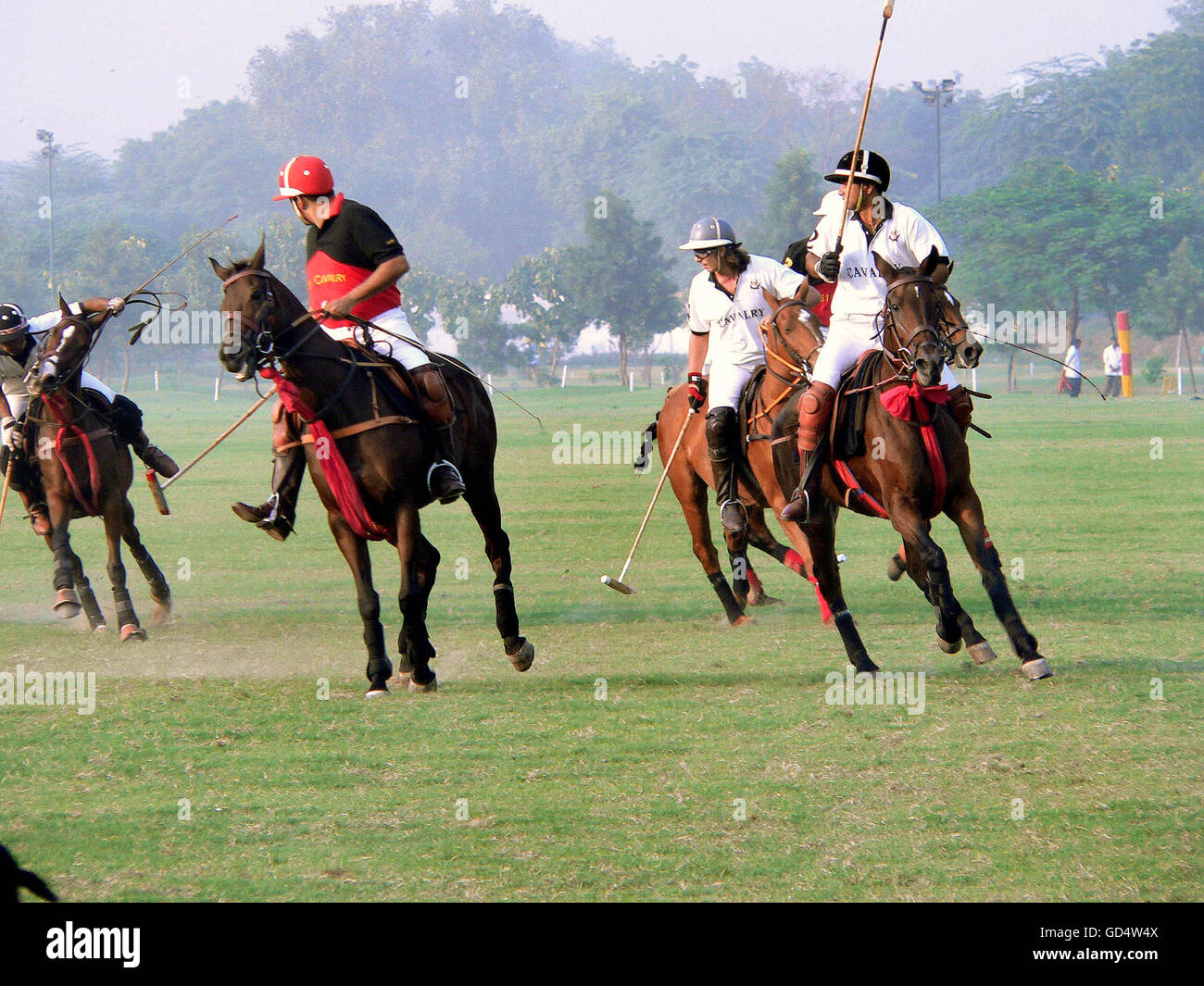 Polo players in action Stock Photo - Alamy