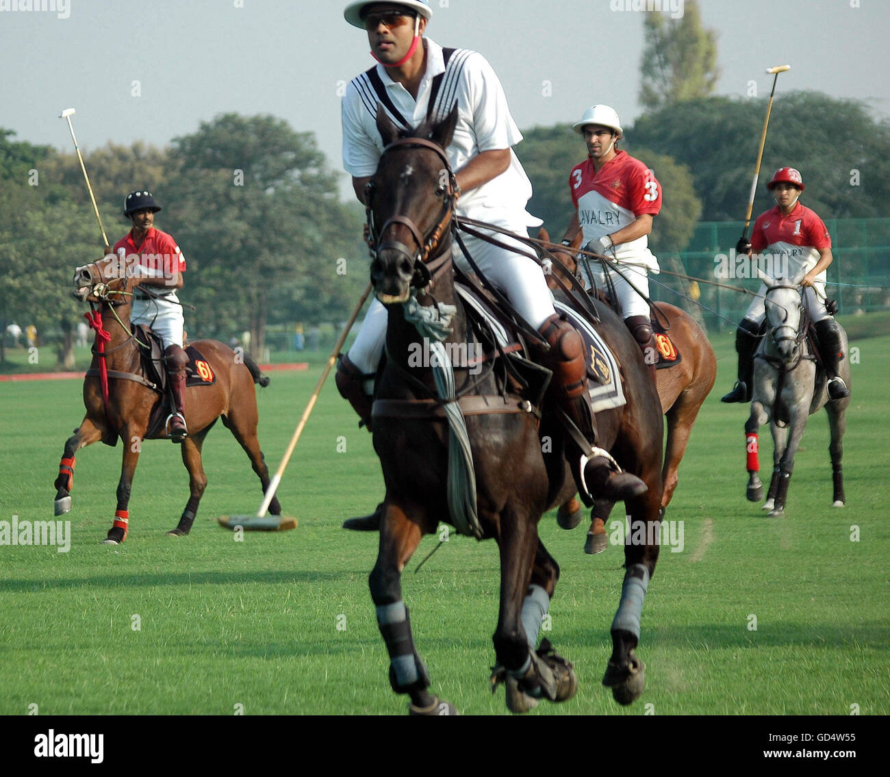 Polo players in action Stock Photo - Alamy
