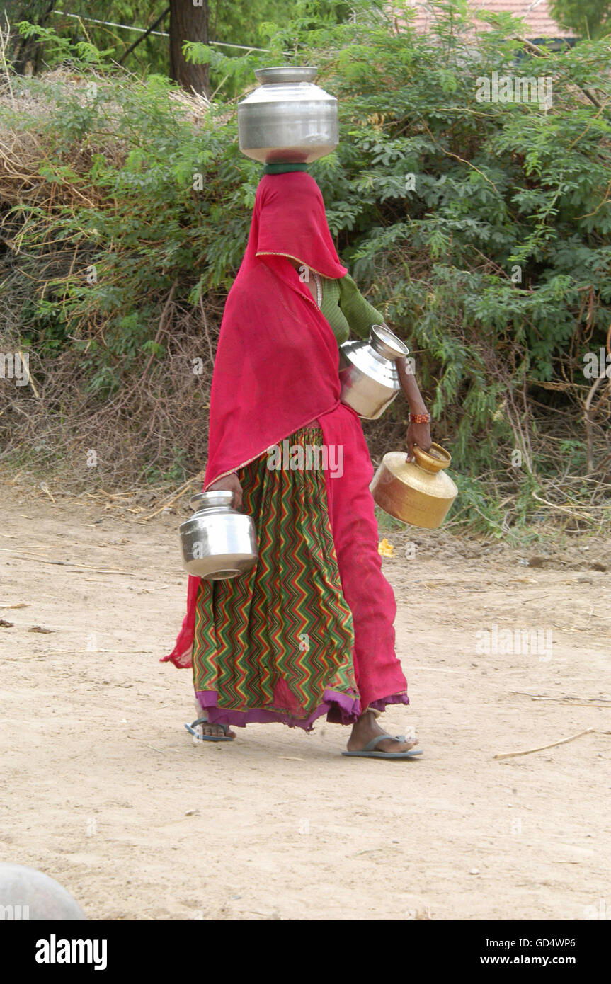 Rural woman carrying water pots hi-res stock photography and images - Alamy