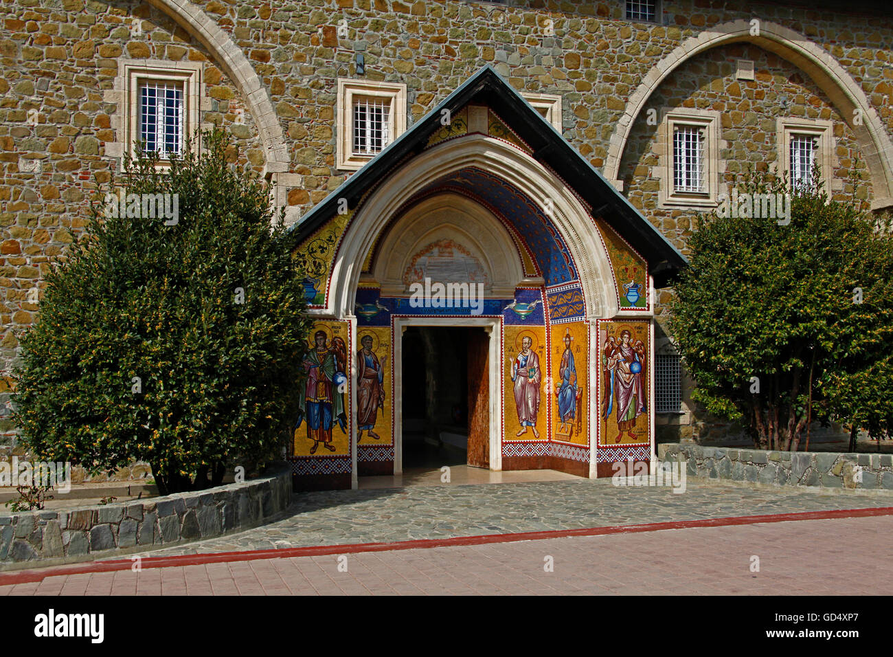 Mosaics at the main entrance of the Kykko monastery, Republic fo Cyprus ...