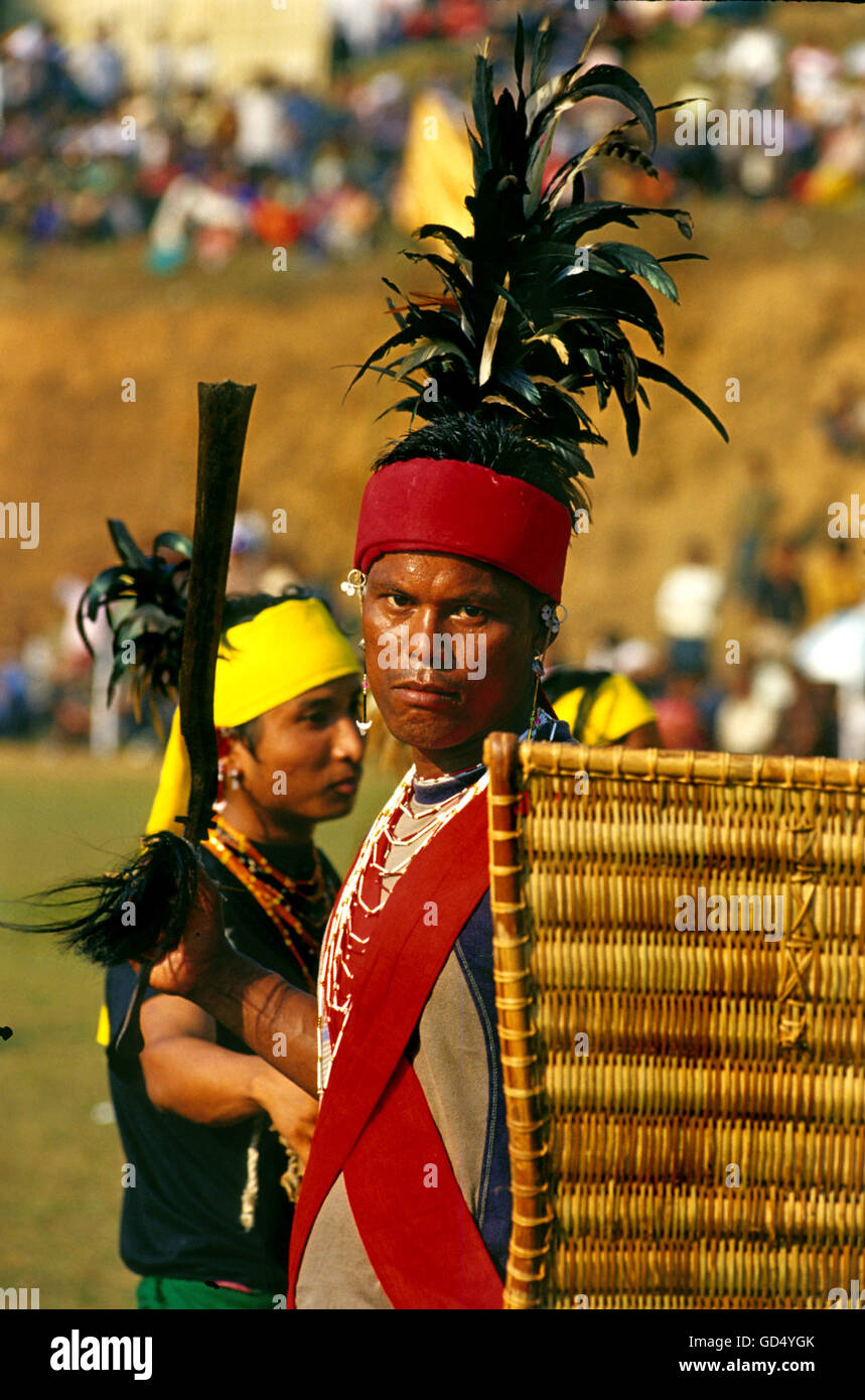 Garo Tribal men in 100 Drums Wangla Festival Stock Photo - Alamy