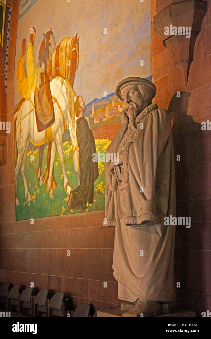 Reformation statue of reformer John Calvin, Memorial Hall, Melanchthon ...