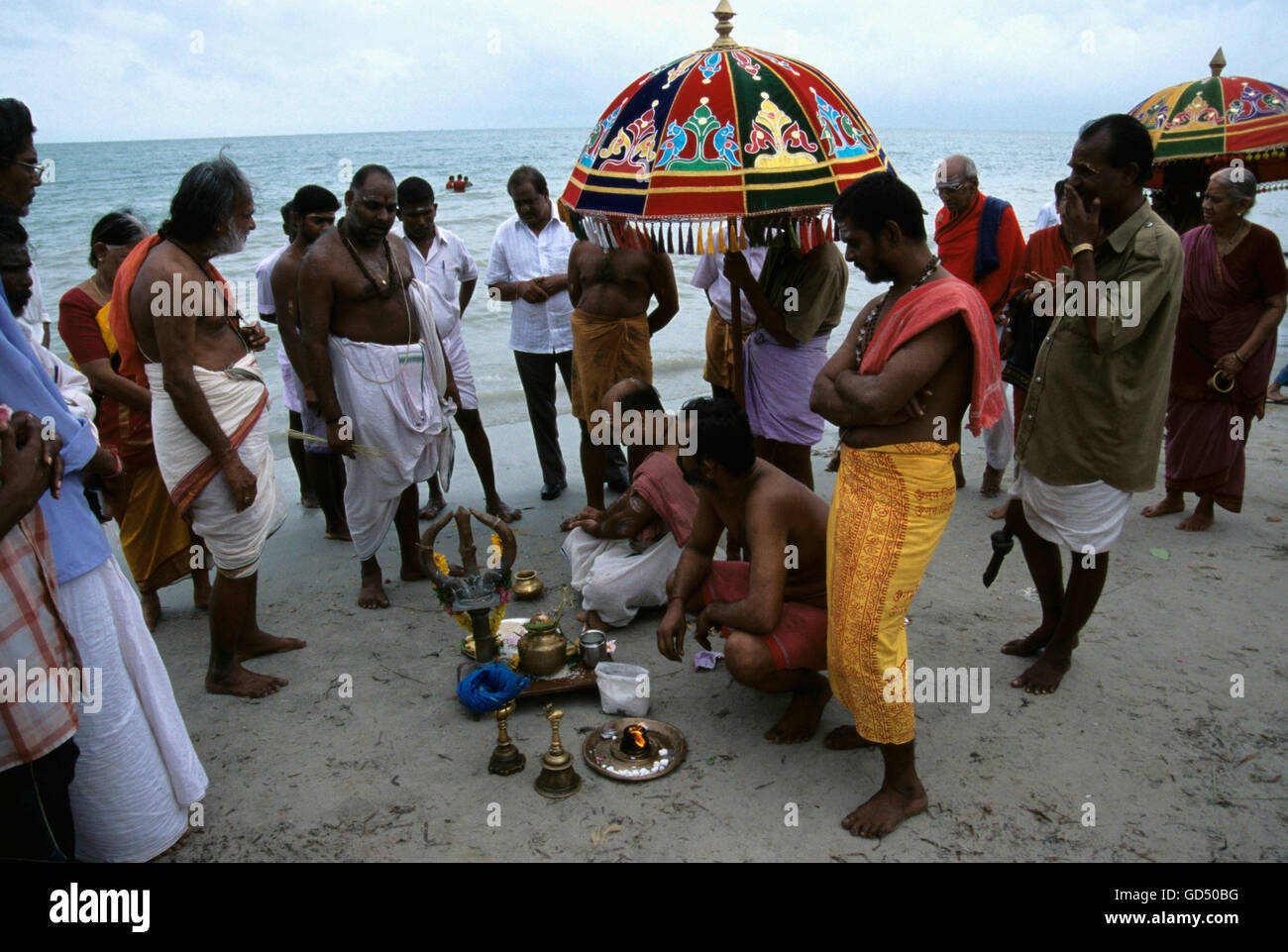 Performing Pooja On Rameshwaram Beach Stock Photo - Alamy