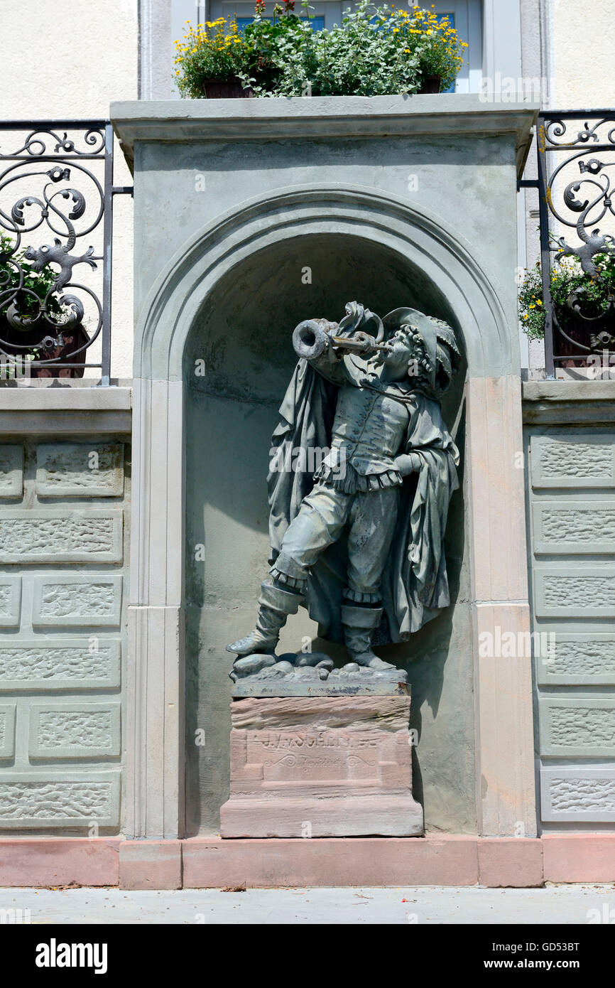 Sculpture Trompeter of Sackingen, Castle Schonau, Bad Sackingen, Baden ...