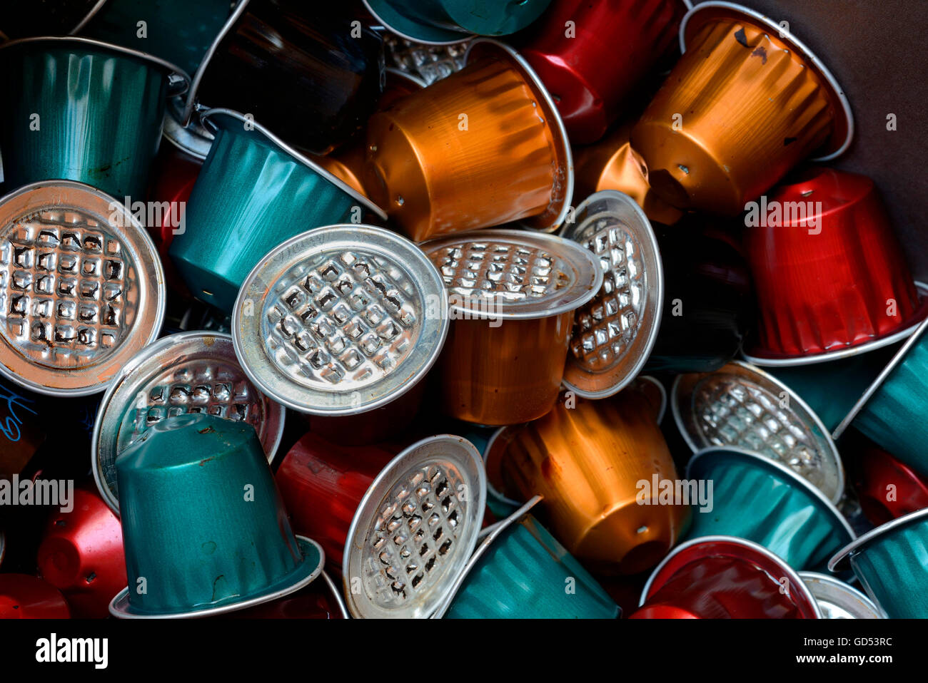 Used coffee capsules Stock Photo - Alamy
