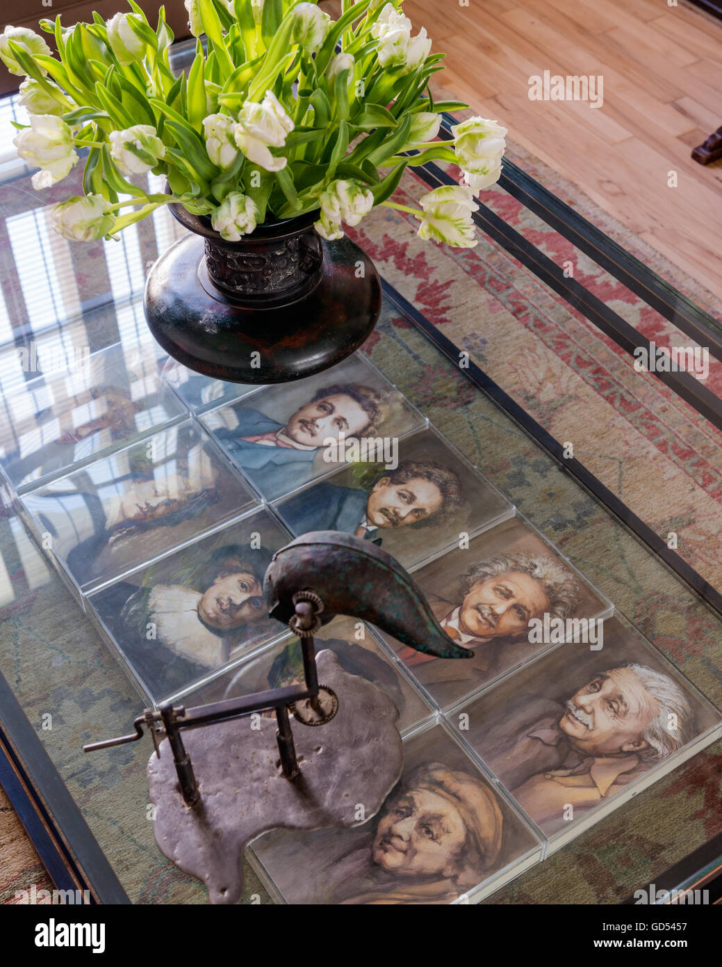 Norma Miller artwork under glass table top Stock Photo - Alamy