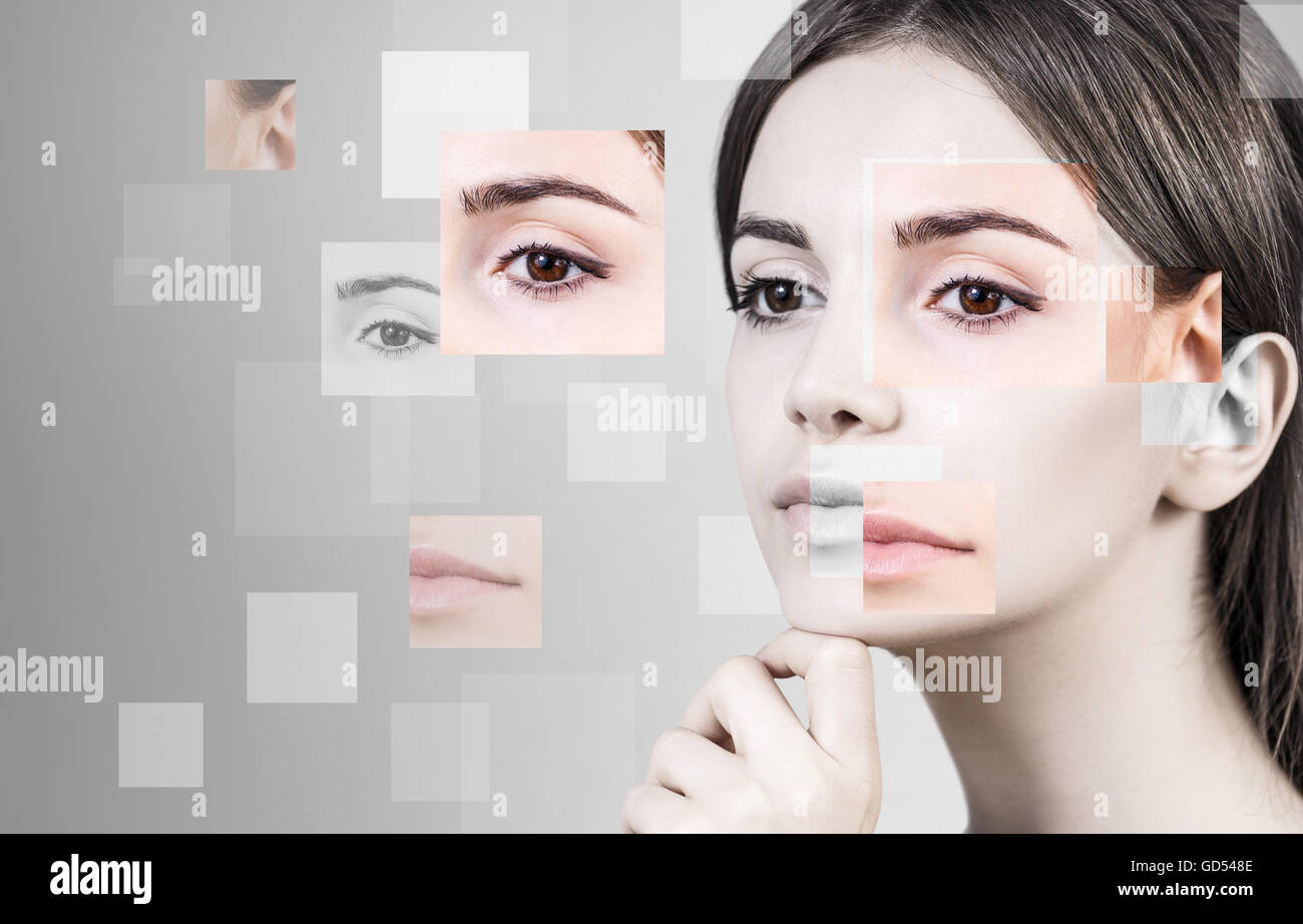 Perfect female face made of different faces Stock Photo - Alamy