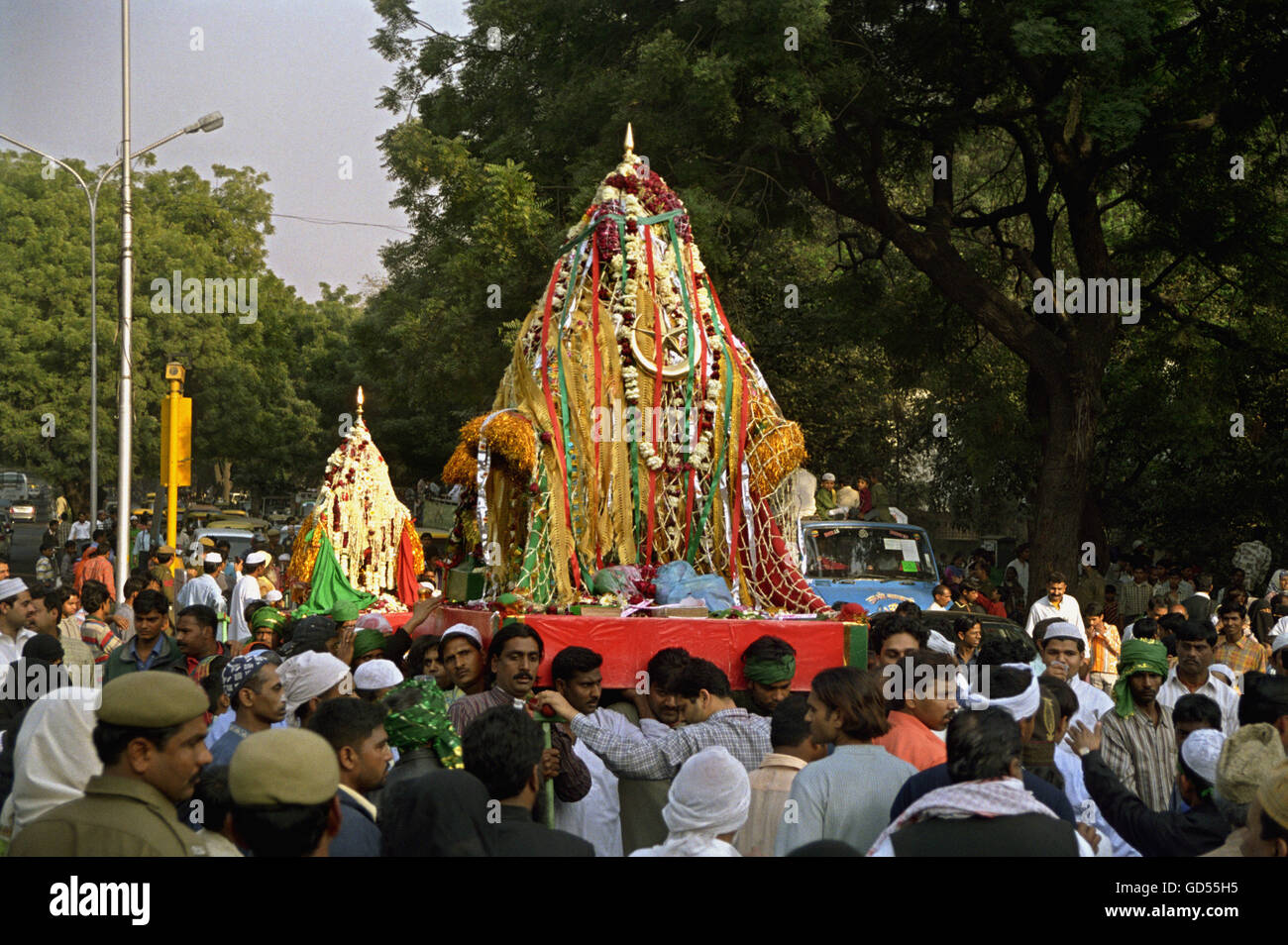 Devotees in Tazia procession Stock Photo - Alamy