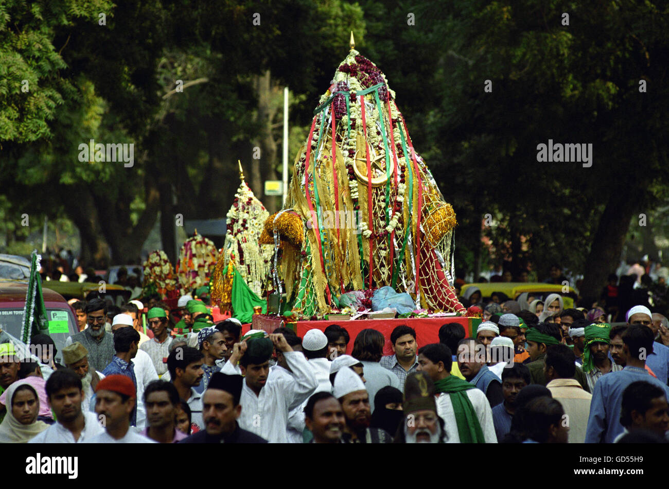 Devotees in Tazia procession Stock Photo - Alamy