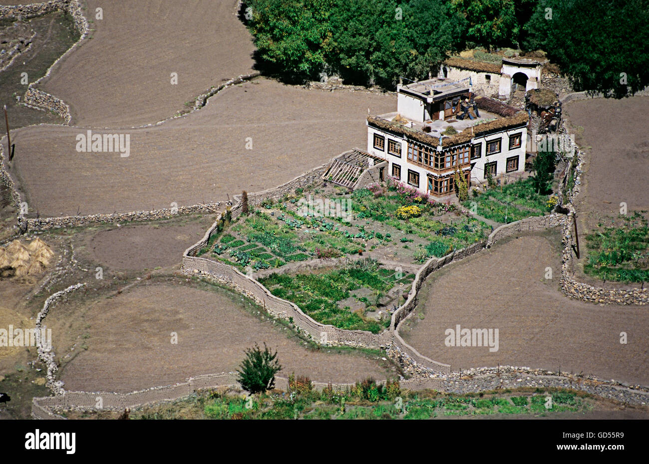 Aerial view of farmhouse and fields Stock Photo - Alamy