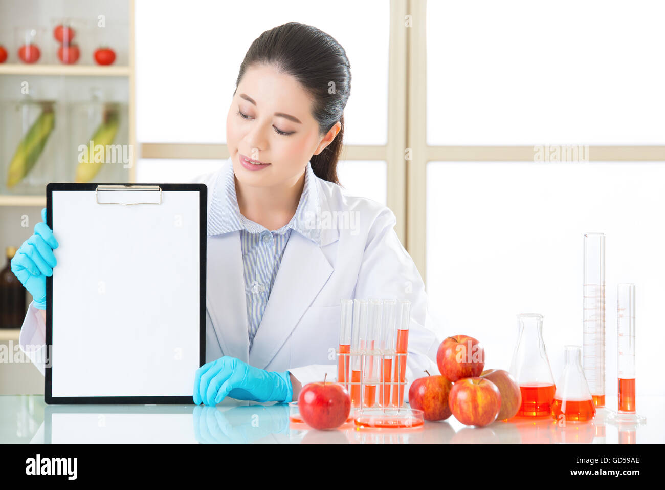 looking clipboard to recording gmo food test result in laboratory Stock ...