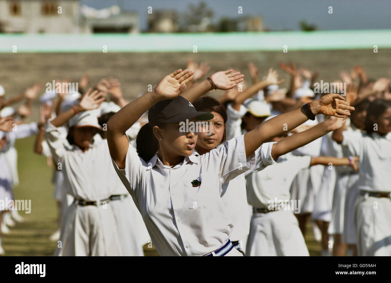 Children morning exercise hi-res stock photography and images - Alamy