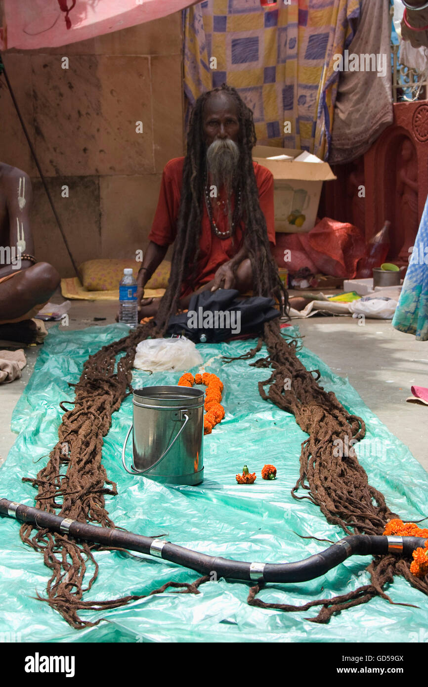 Long haired Sadhu Stock Photo - Alamy