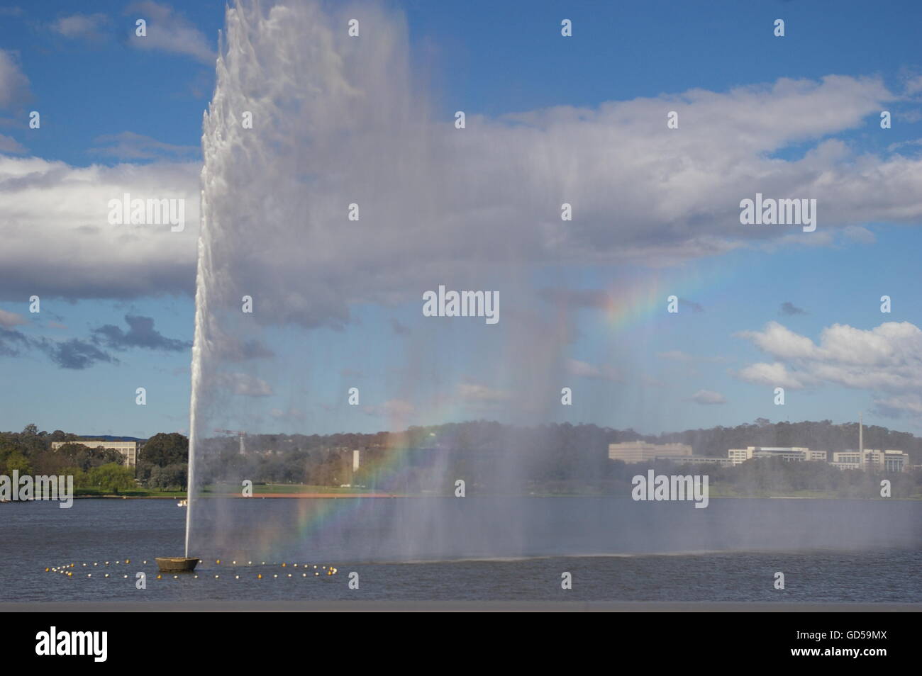 Lake Burley Griffin Water Fountain in Canberra Stock Photo - Alamy