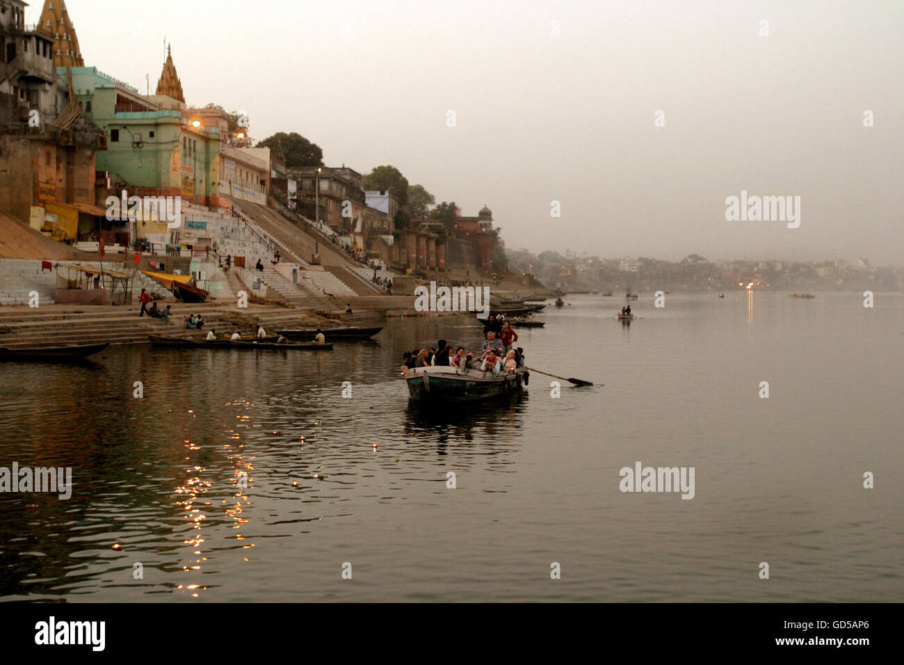 Boat at ghats Stock Photo - Alamy