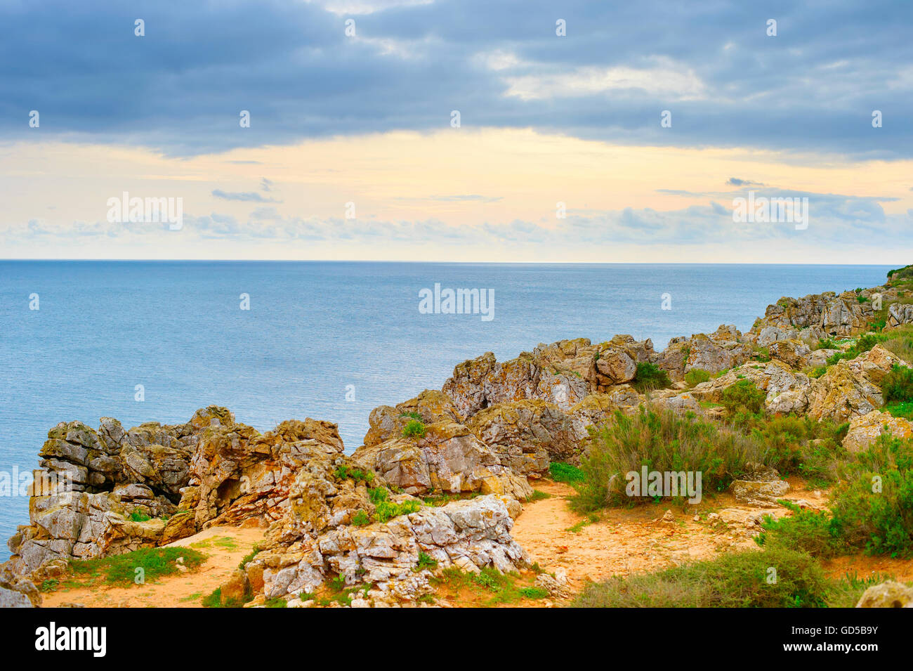 Landscape Rocks Ocean Cascais Portugal Stock Photos & Landscape Rocks ...