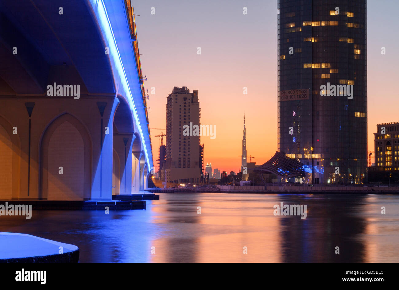 Business Bay Crossing in Dubai Creek Stock Photo - Alamy
