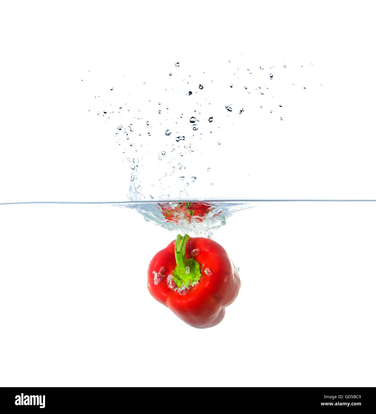 Fresh Red Paprika Splash in Water Isolated on White Background Stock ...