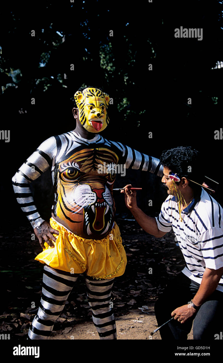 Painting on man's chest Stock Photo - Alamy