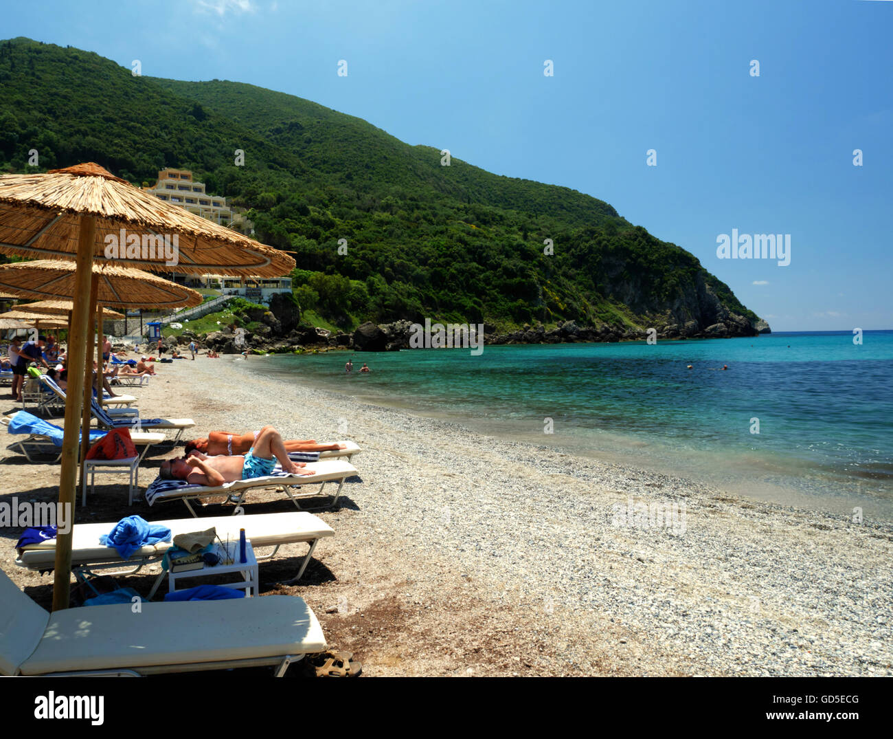 The beach at Ermones, on the west coast of Corfu Stock Photo - Alamy