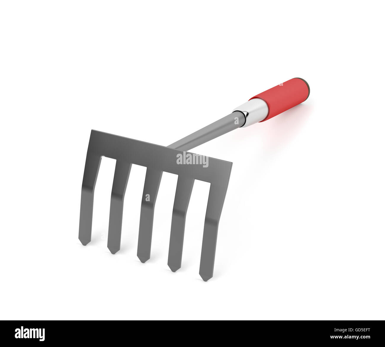 Small rake on white background Stock Photo - Alamy