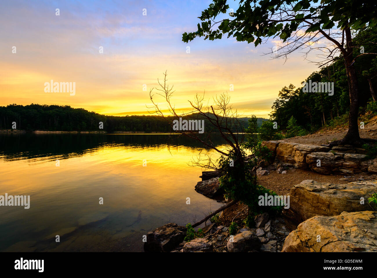 An amazing sunset over Cave Run Lake in the Daniel Boone National ...